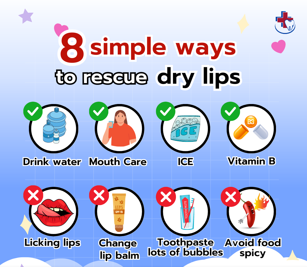 8 simple ways to rescue dry lips | Chiangmai Hospital | Tel : 053 225 222
